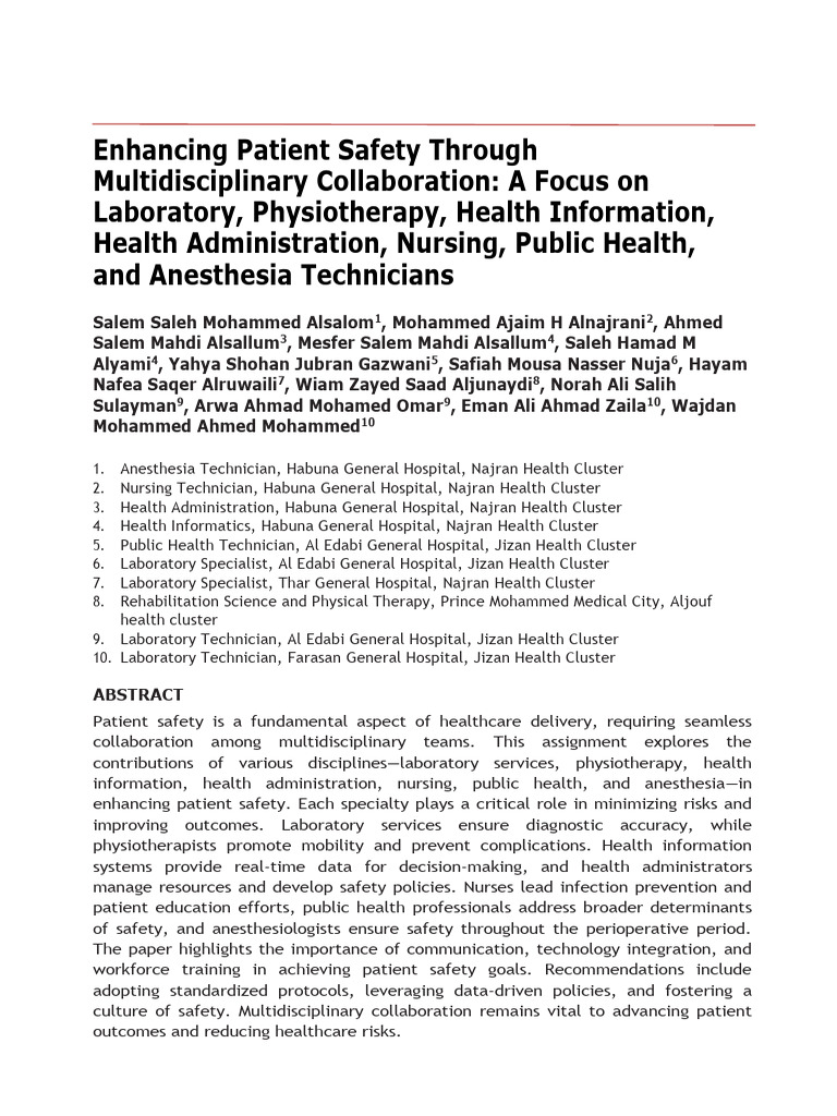 Enhancing Patient Safety Via Multidiscplinary Collaboration | PDF ...