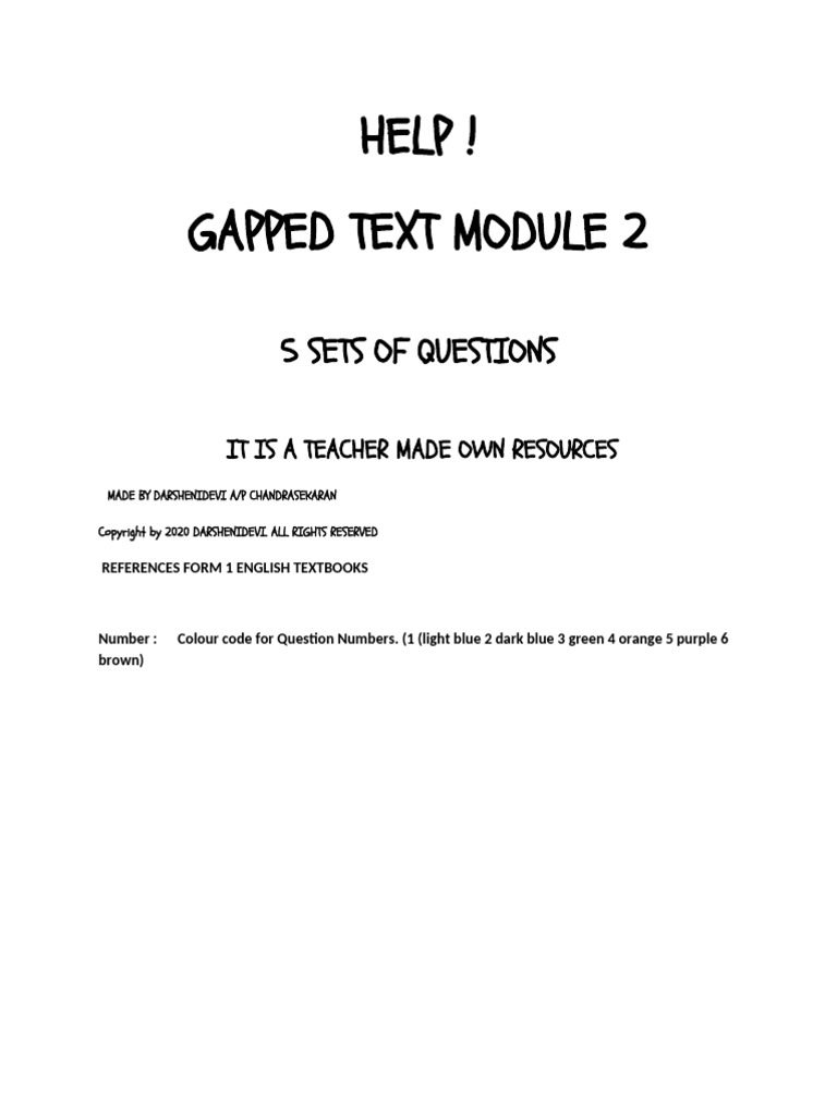Help! Gapped Text Module 2 | PDF