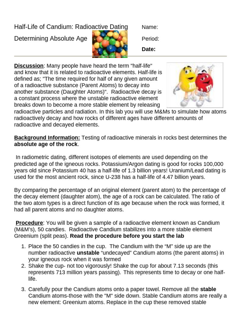 Half Life M and M Lab | PDF | Radioactive Decay | Chemical Elements