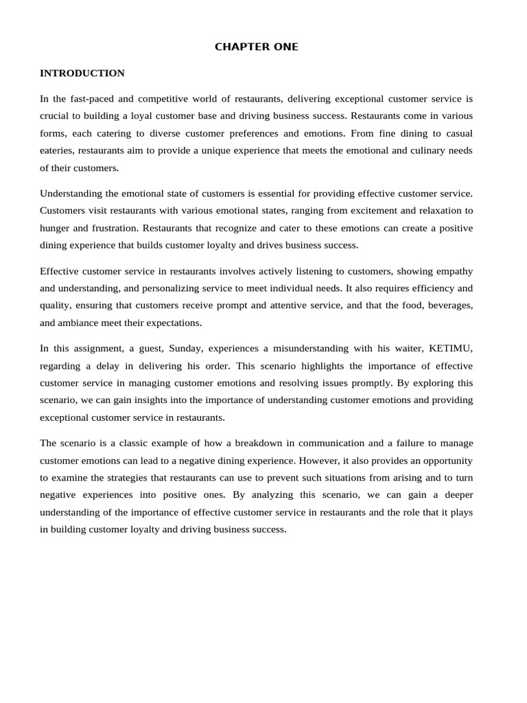 Amodu ketimu customer | PDF | Restaurants | Emotions