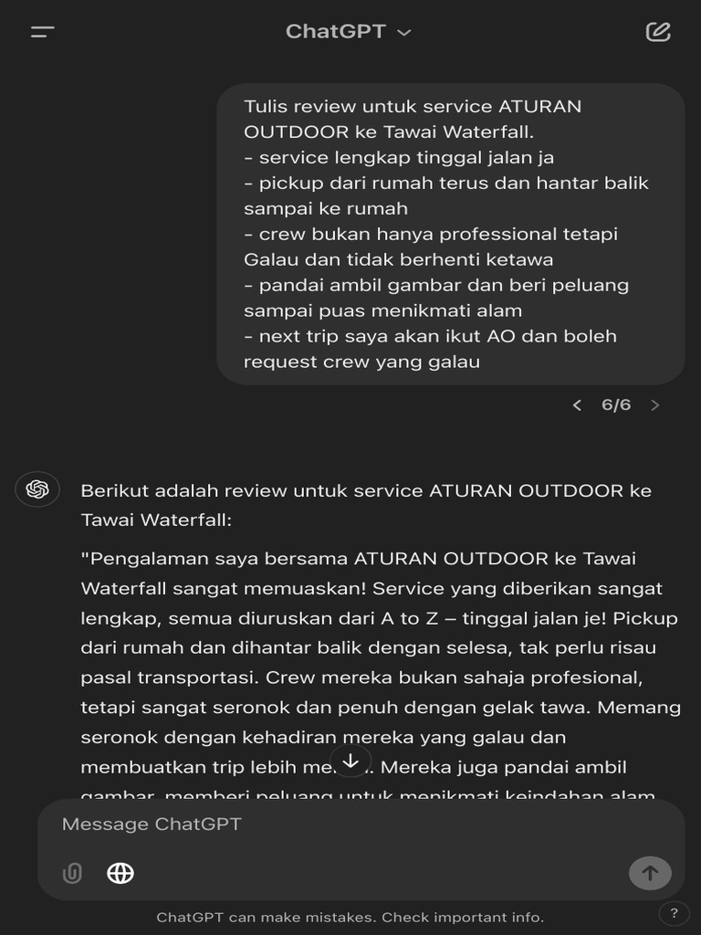 Review Service ATURAN Outdoor Tawai | PDF