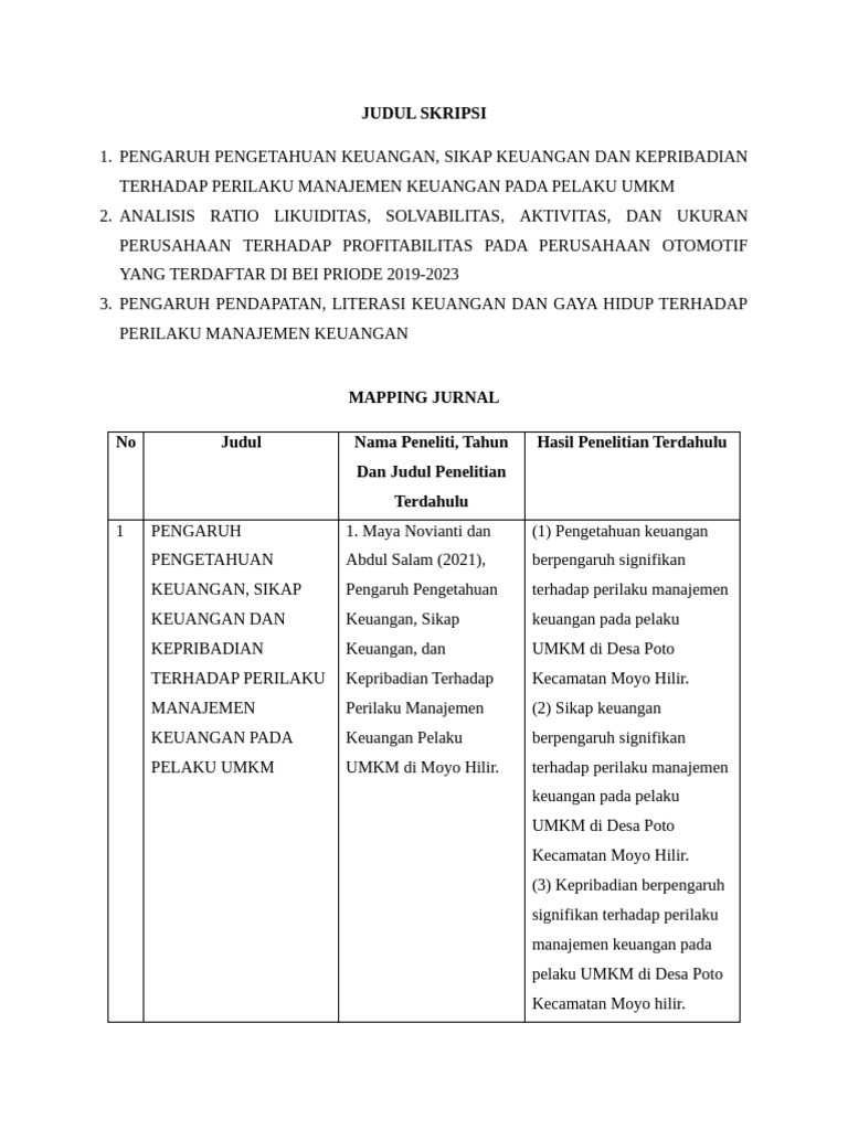 Mapping Jurnal | PDF