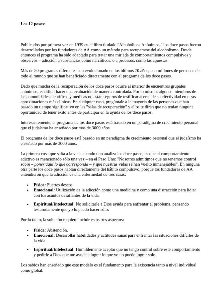 Doce Pasos: Recuperación y Crecimiento Personal | PDF | Perdón ...