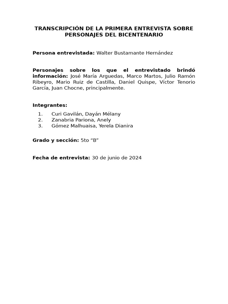 Transcripción de La Entrevista | PDF | Escritores