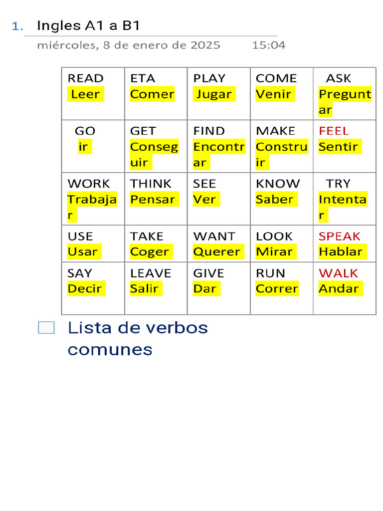 Ingles A1 A B1 | PDF