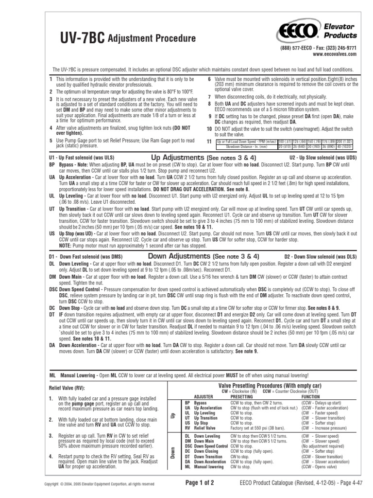 EECO UV-7BC Adjustment Procedure | PDF | Valve | Electrical Engineering