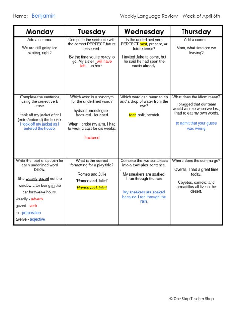Weekly Language Review:Claycomb | PDF | Verb | Linguistic Typology
