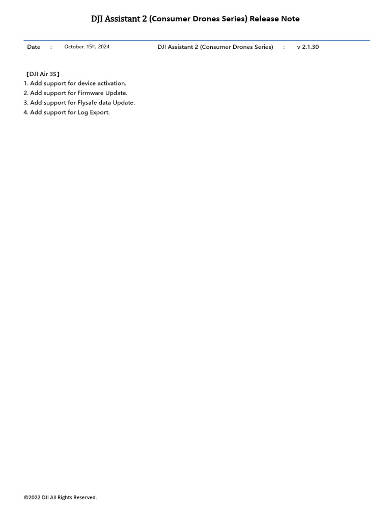 DJI Assistant 2 (Consumer Drones Series) Release Notes (2.1.30) | PDF ...