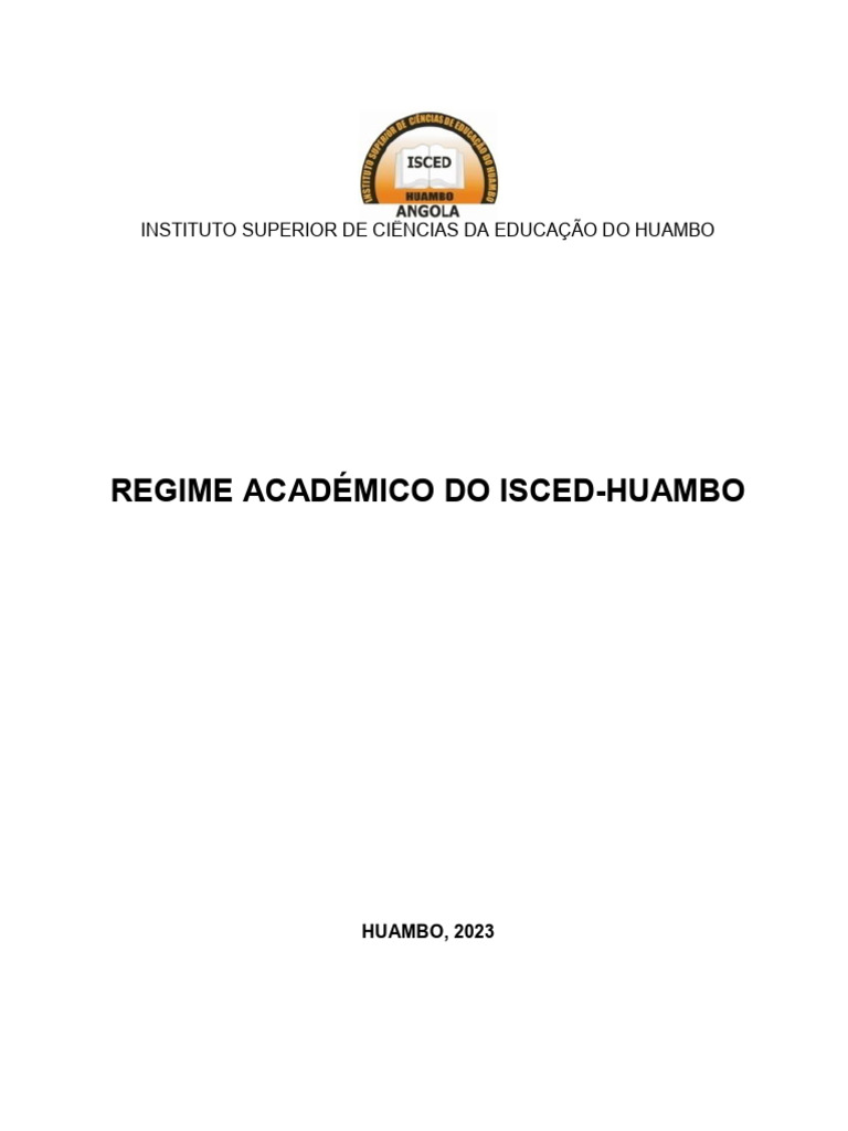 Regime Acadêmico do ISCED-Huambo | PDF | Aprendizado | Pedagogia