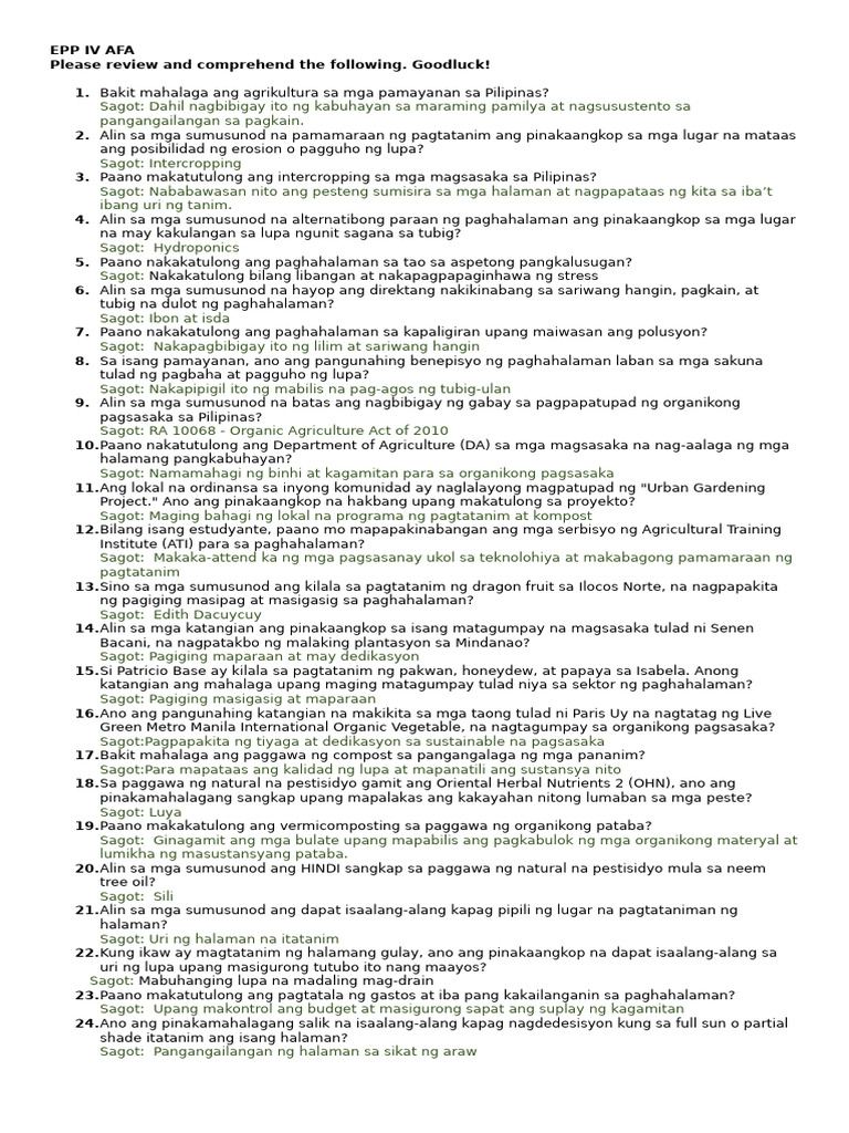 PT - G4 Matatag Epp-Afa 4 - Q2 | PDF