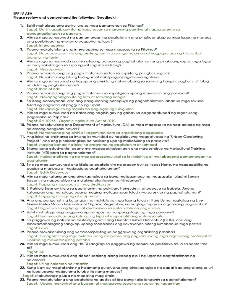 PT - G4 MATATAG EPP-AFA 4 - Q2 F | PDF