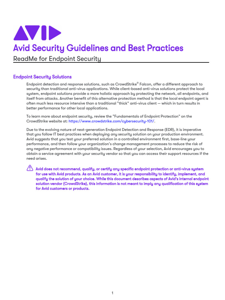 Avid_Endpoint-Security_Guidelines | PDF | Computer File | Command Line Interface