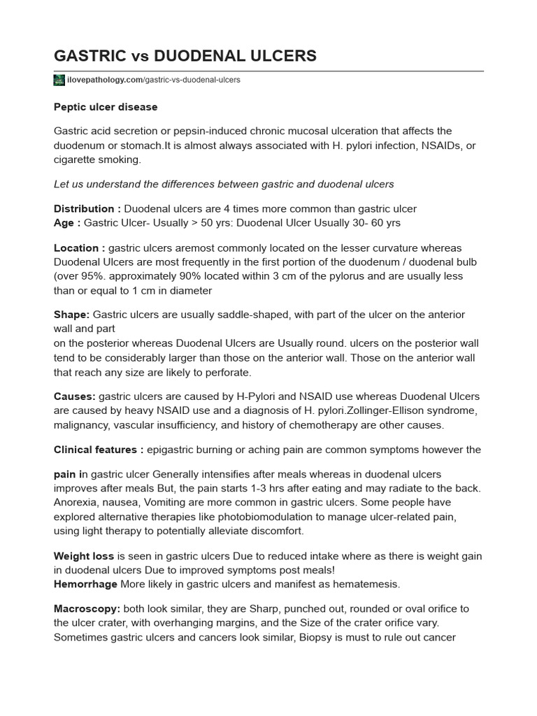 Gastric Vs Duodenal Ulcers - Pathology Made Simple | PDF | Stomach ...