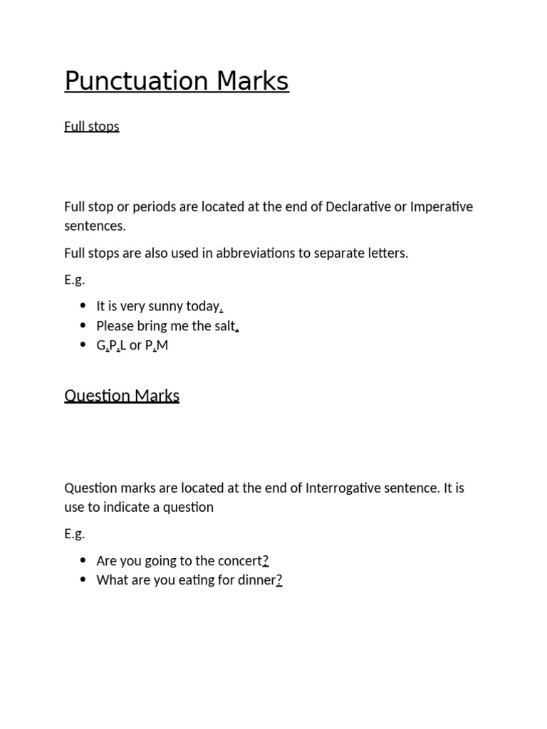 Punctuation Marks | PDF