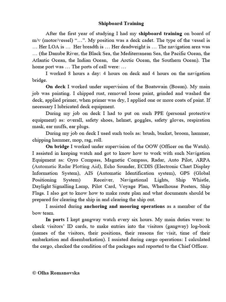 Shipboard Training | PDF