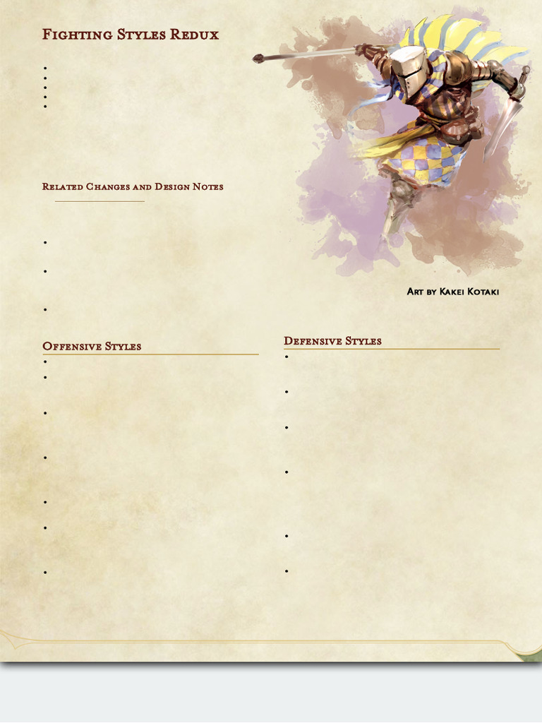 Fighting Styles Redux - GM Binder | PDF