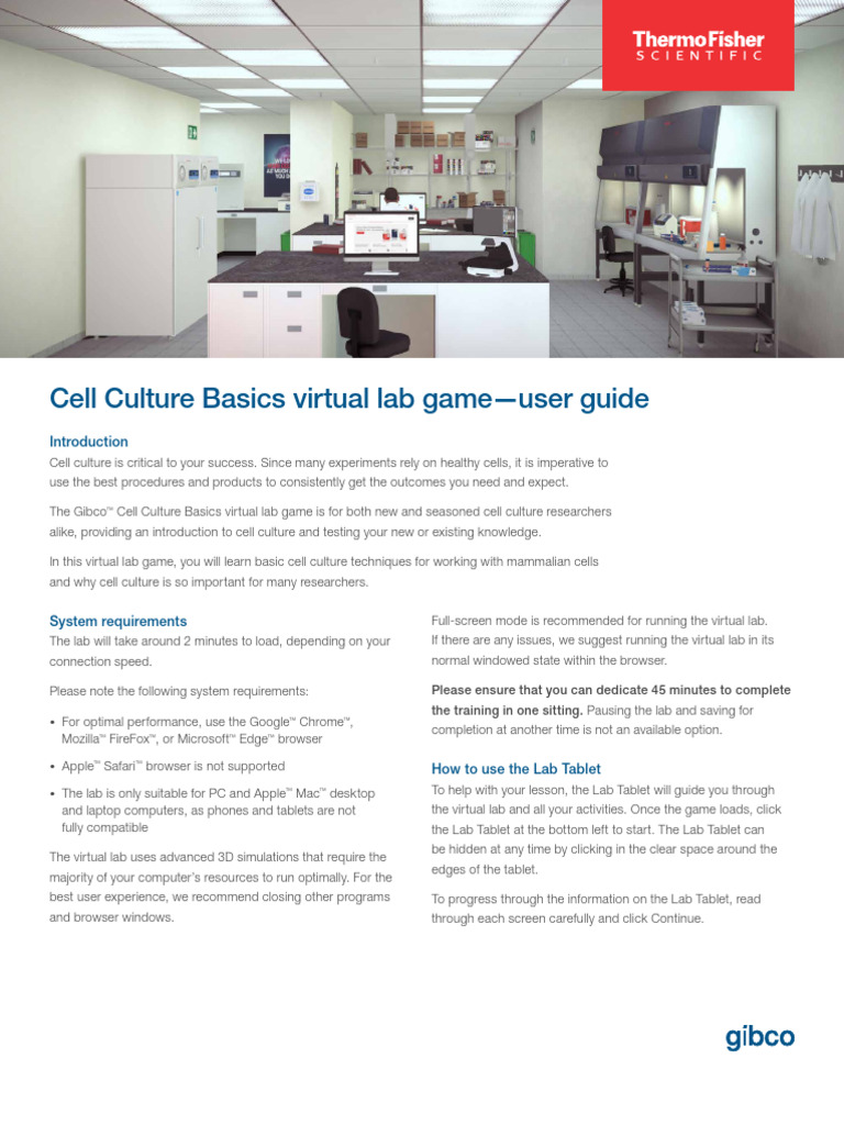 cell-culture-basics-virtual-lab-game-user-guide | PDF | Tablet Computer ...