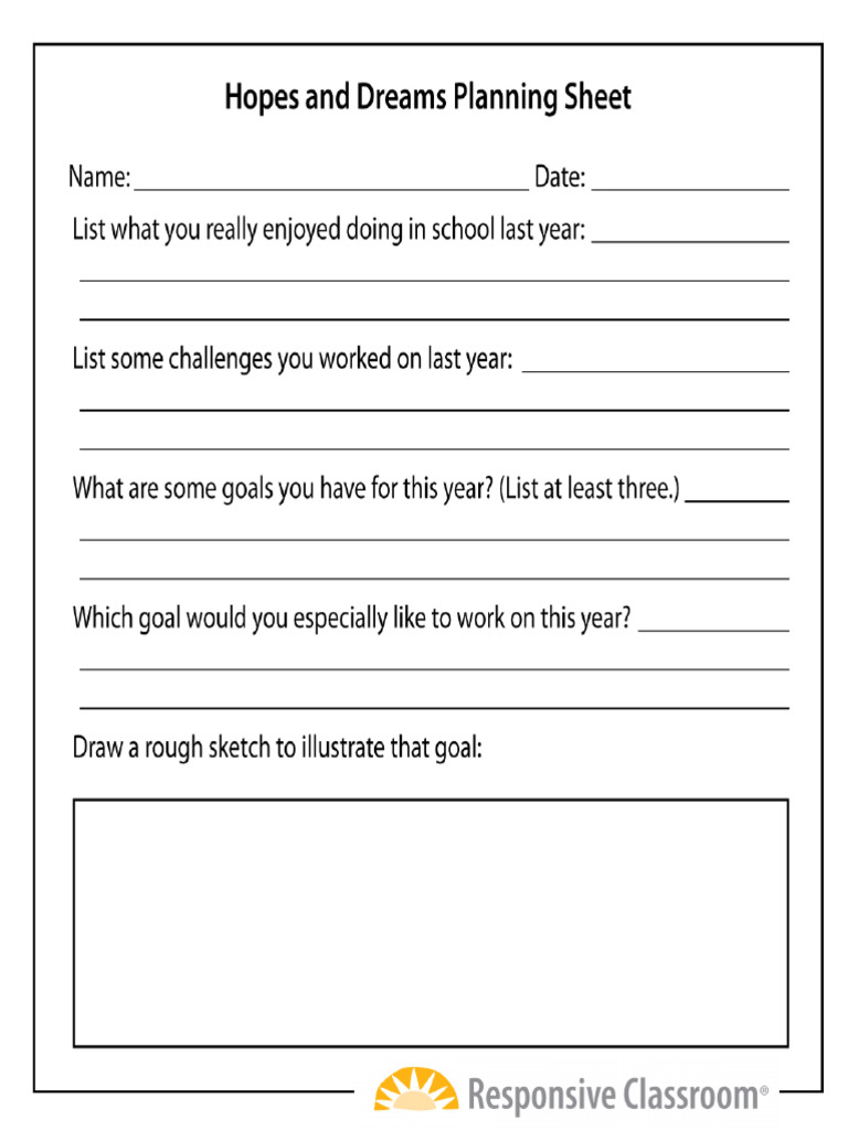 Hopes and Dreams Planning Sheet | PDF