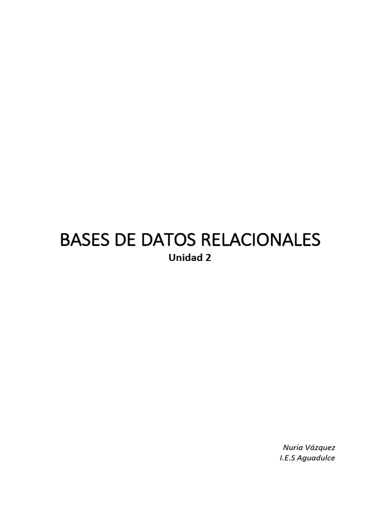 Bases de Datos Relacionales. | PDF | Bases de datos | Objeto (informática)