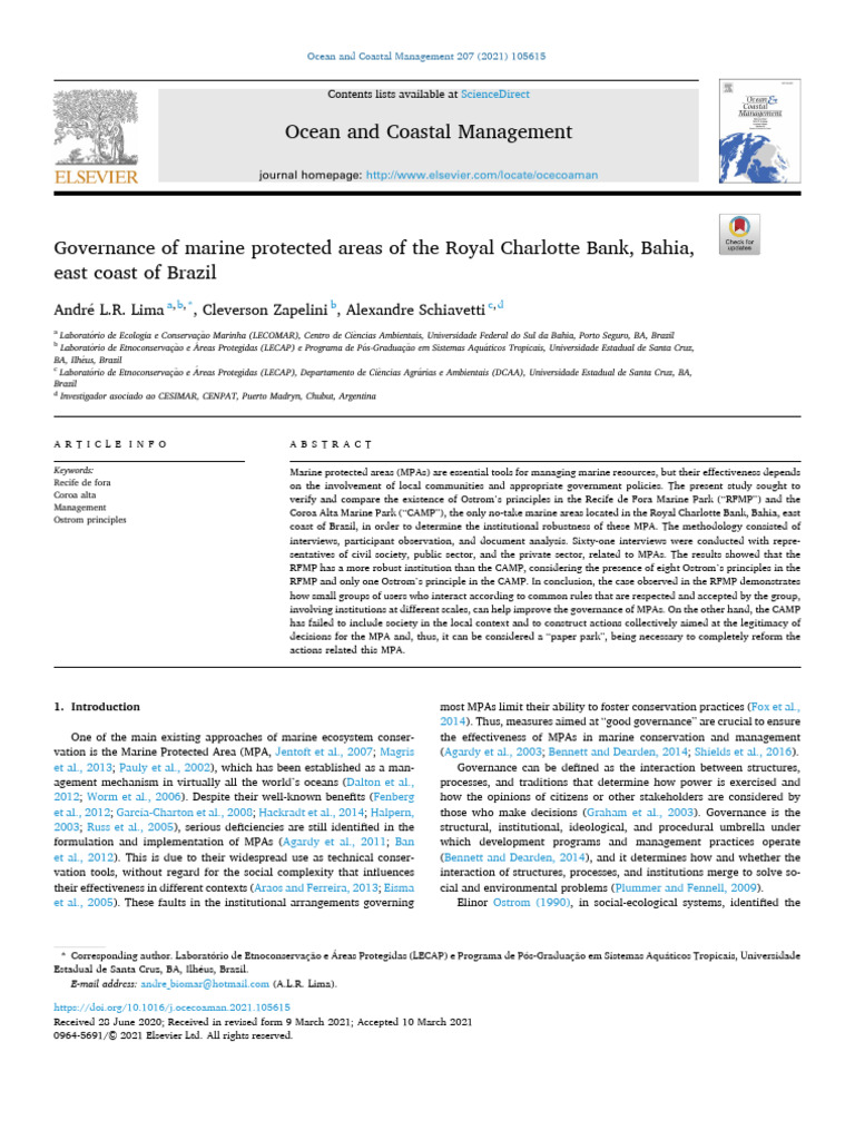 Governance of marine protected areas of the Royal Charlotte Bank | PDF | Governance ...