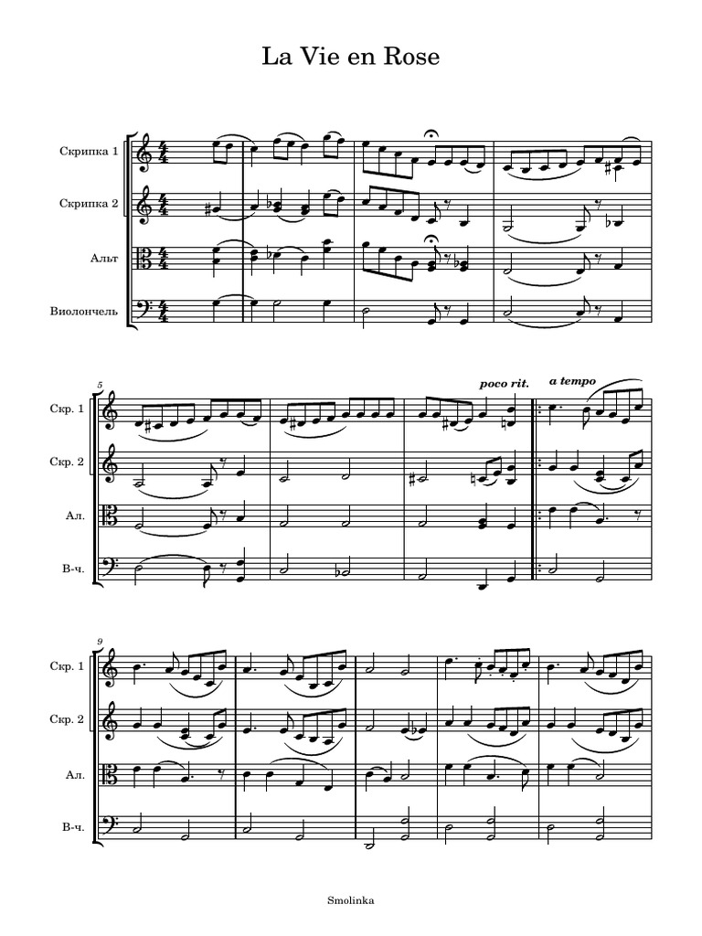 La Vie en Rose Sheet Music | PDF | Musical Forms | French Songs