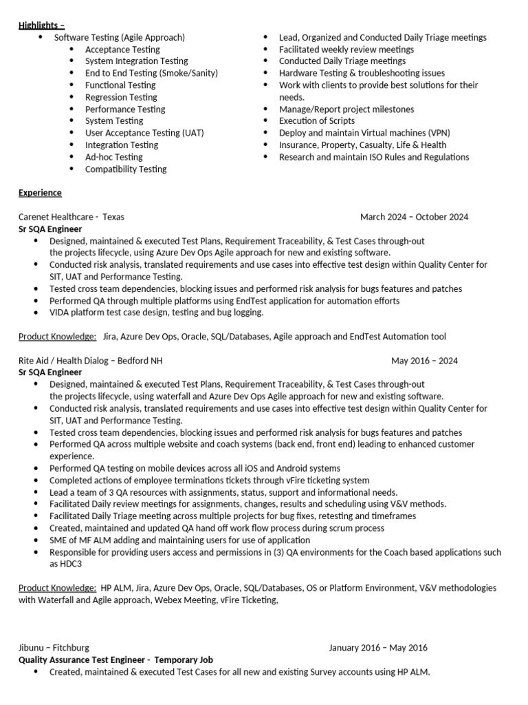 Dice_Resume | PDF | Software Testing | Databases