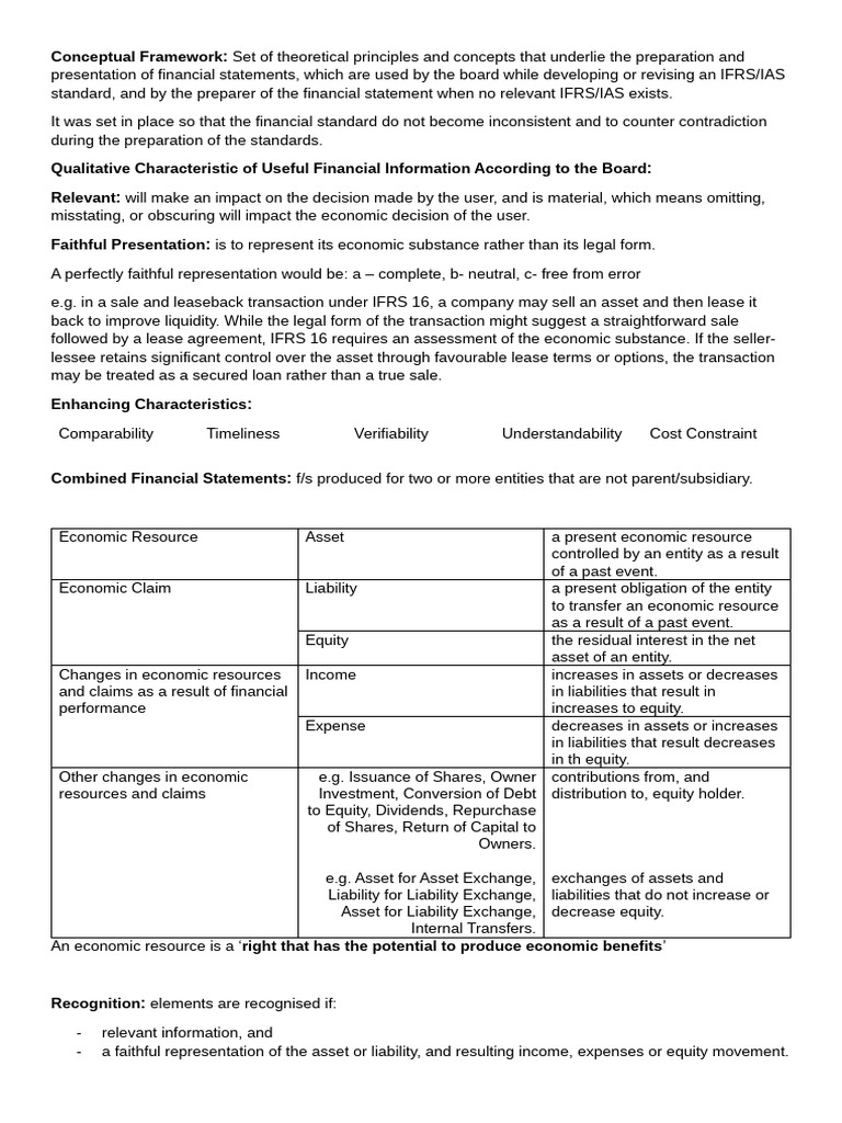 Financial Statement Conceptual Framework Pdf International