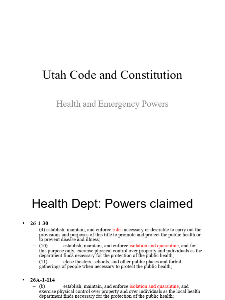 Utah Code and Constitution | PDF | State Of Emergency | Justice
