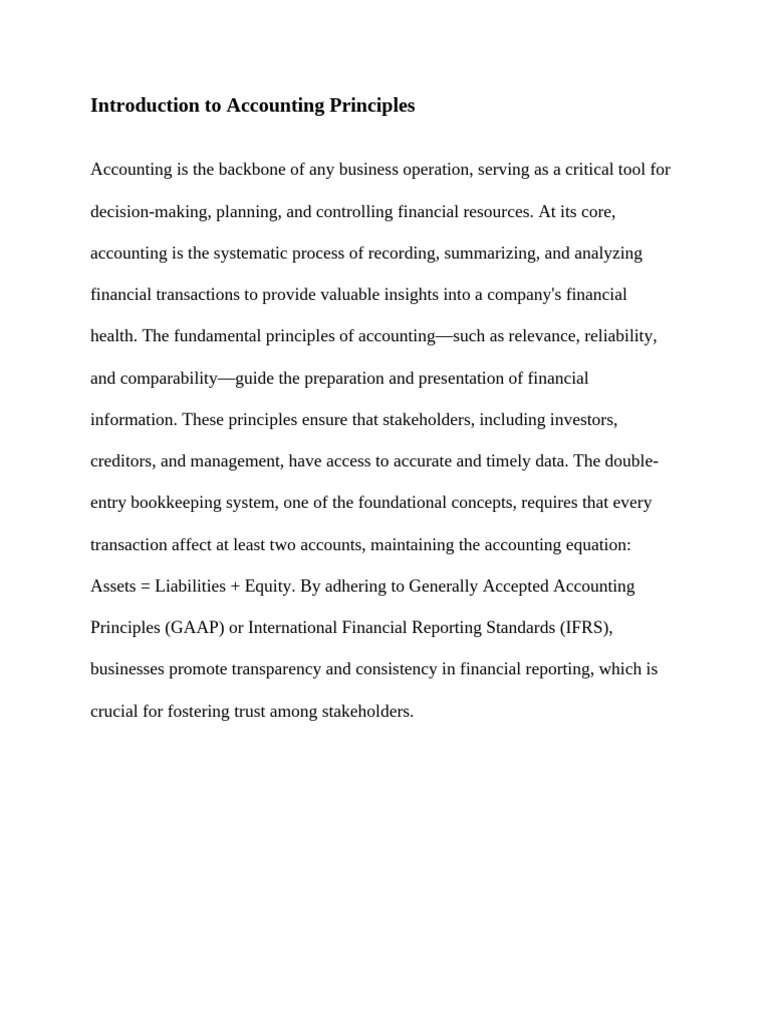 Introduction To Accounting Principles | PDF