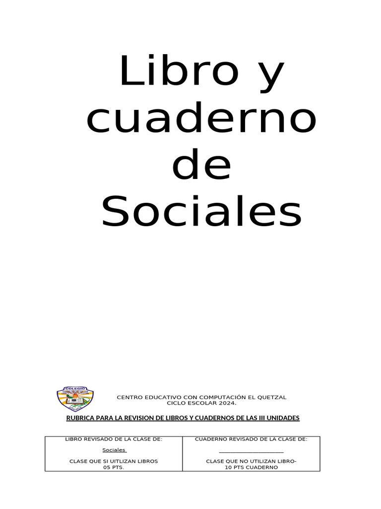 Revisión de Cuadernos y Libros Sociales | PDF