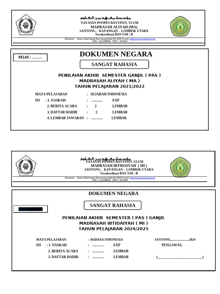 Cover Amplop Pas 2024 | PDF