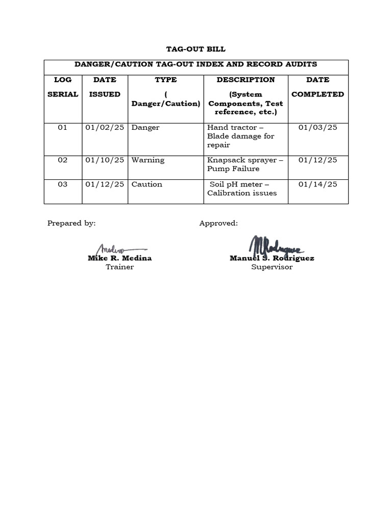 MRM_TAG-OUT BILL | PDF