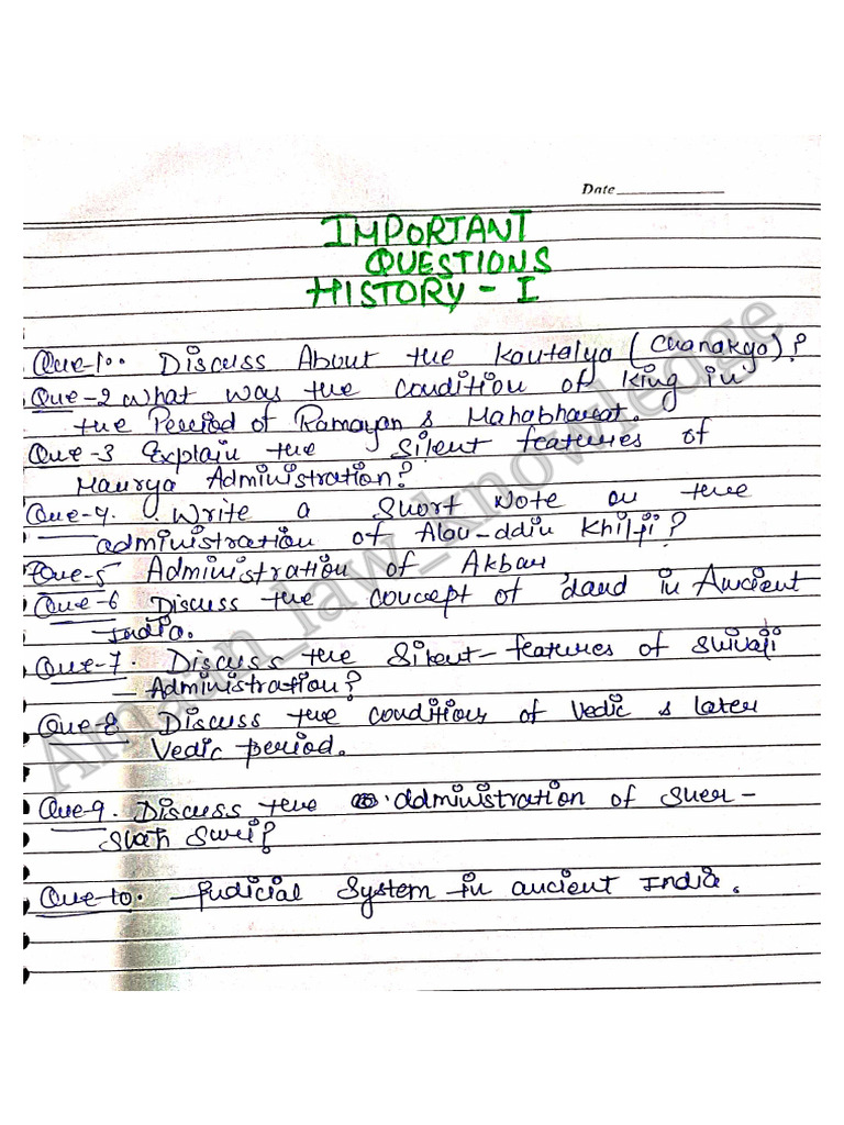 History Imp Questions | PDF