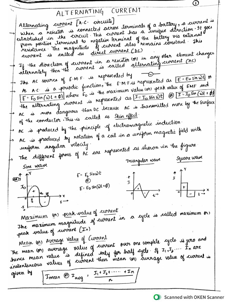 2024.. Alternating Current Notes | PDF