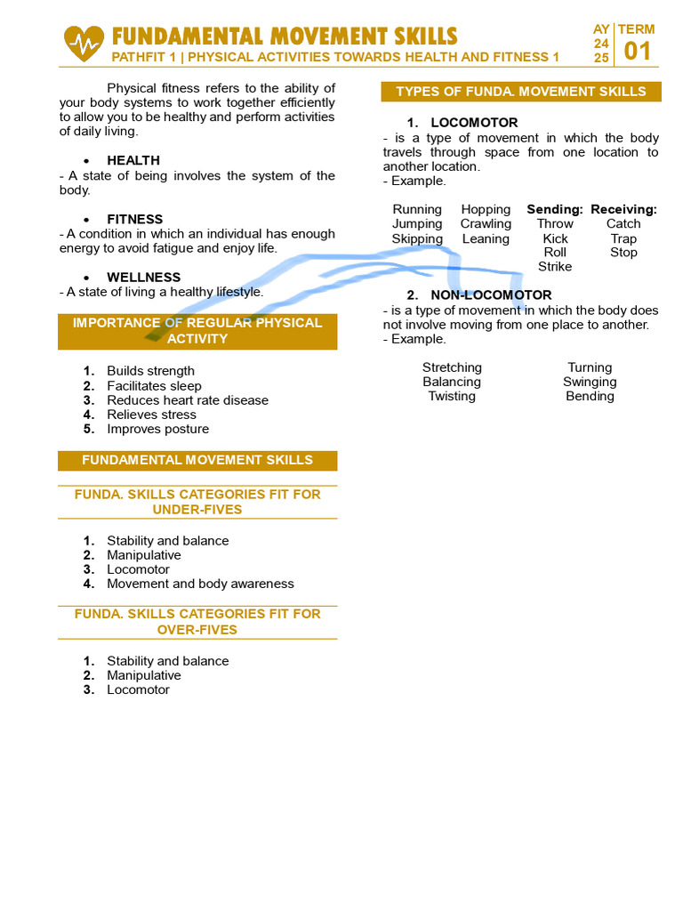 Pathfit T1 L1 Fundamental Movement Skills | PDF