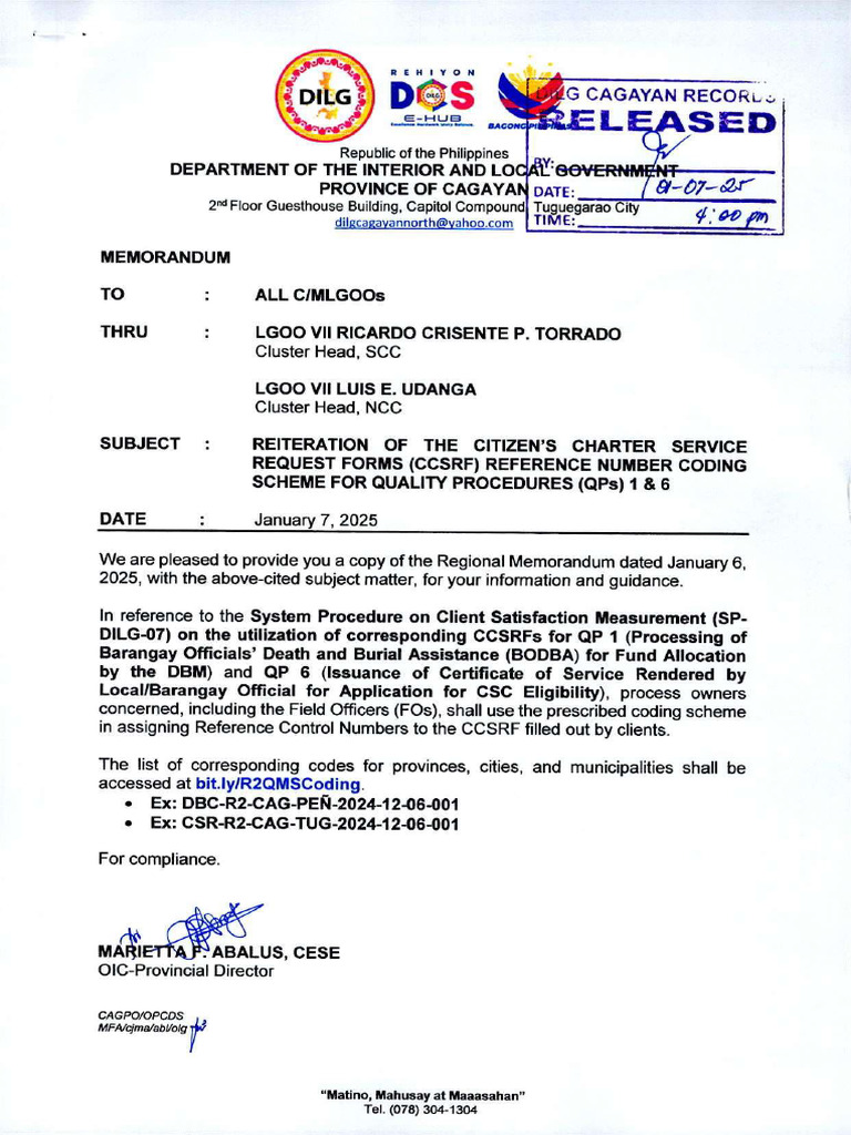Citizen's Charter Service Request Coding | PDF | Government