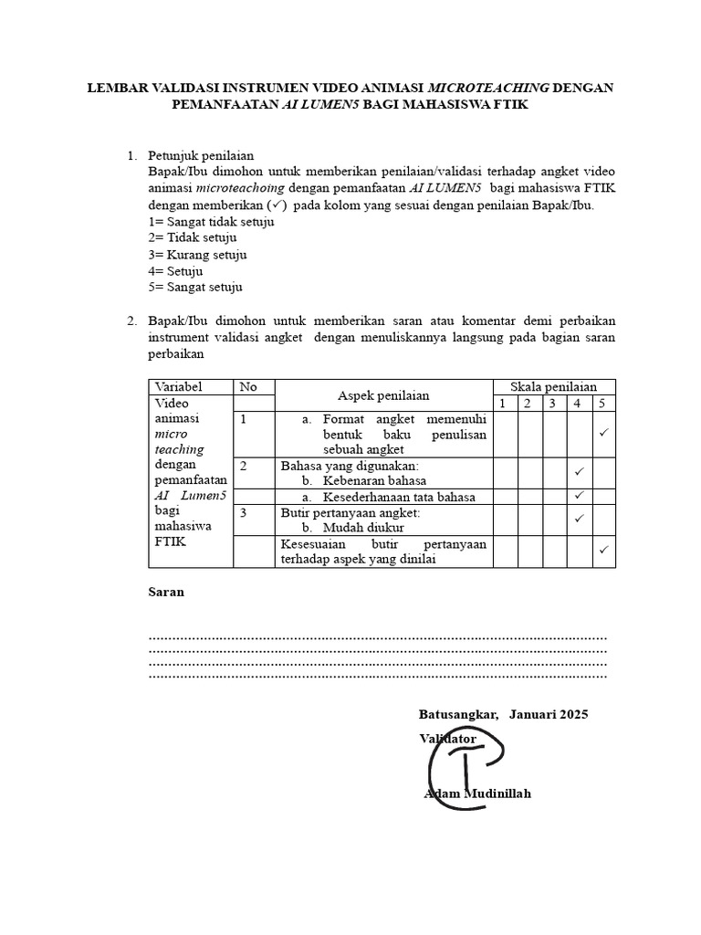 LEMBAR VALIDASI INSTRUMEN[1] | PDF