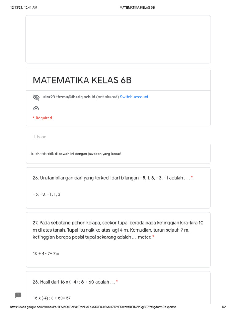 Matematika Kelas 6B | PDF