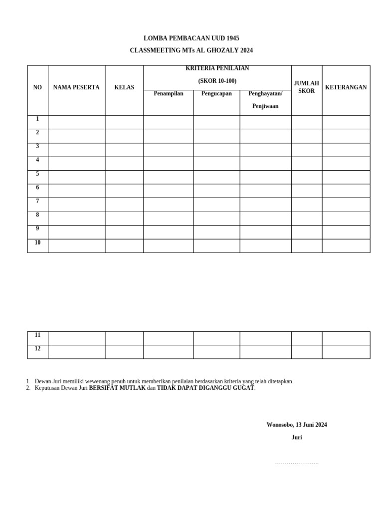 Lomba Pembacaan Uud 1945 | PDF