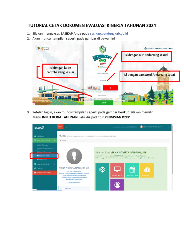 Tutorial Cetak Dokumen Evaluasi Kinerja Tahunan 2024 | PDF