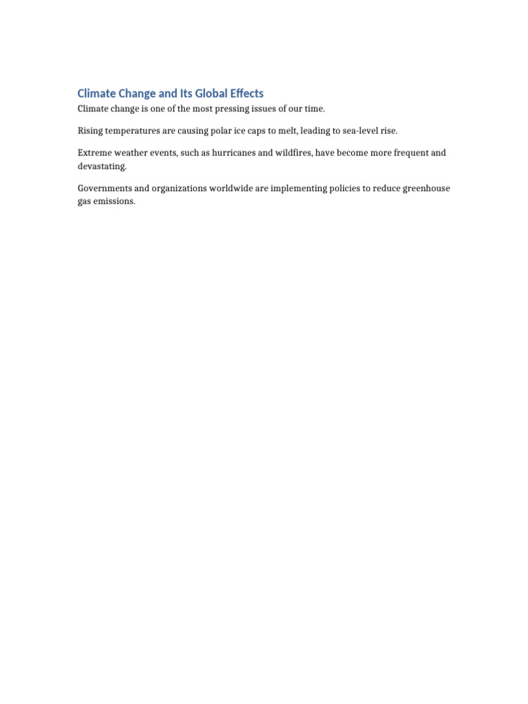 Climate Change and Its Global Effects | PDF