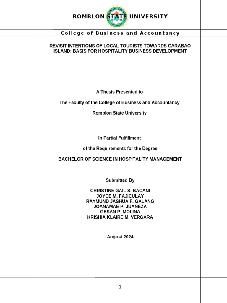 Local Tourists' Revisit Intentions to Carabao Island | PDF | Tourism | Risk