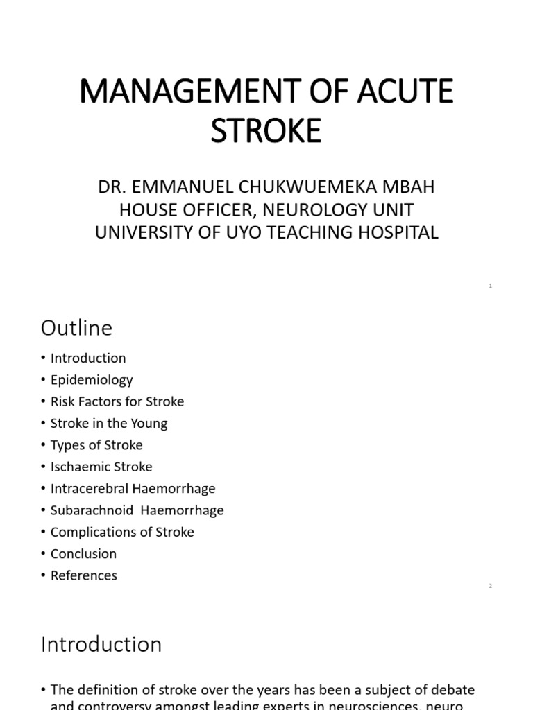 Acute Stroke Management Overview | PDF | Stroke | Cerebrospinal Fluid