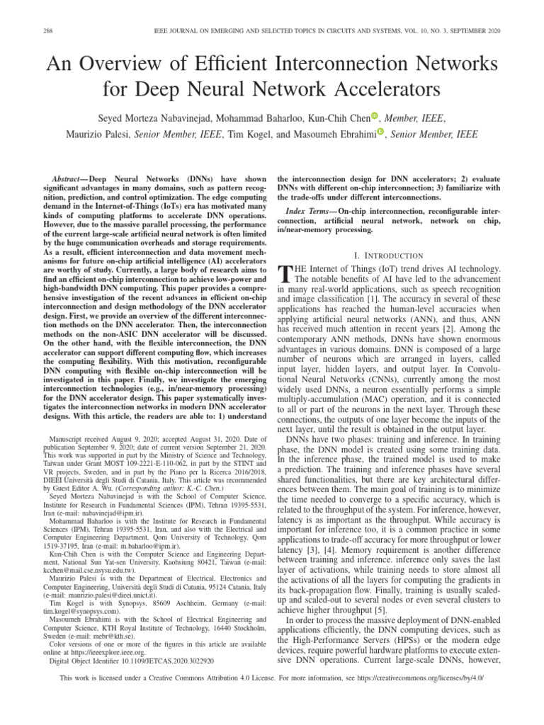 An Overview of Efficient Interconnection Networks For Deep Neural Network Accelerators | PDF ...