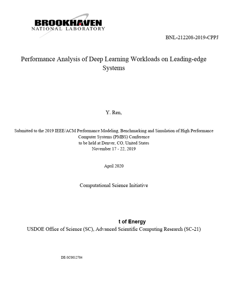 Performance Analysis of Deep Learning Workloads On Leading-Edge Systems | PDF | Graphics ...