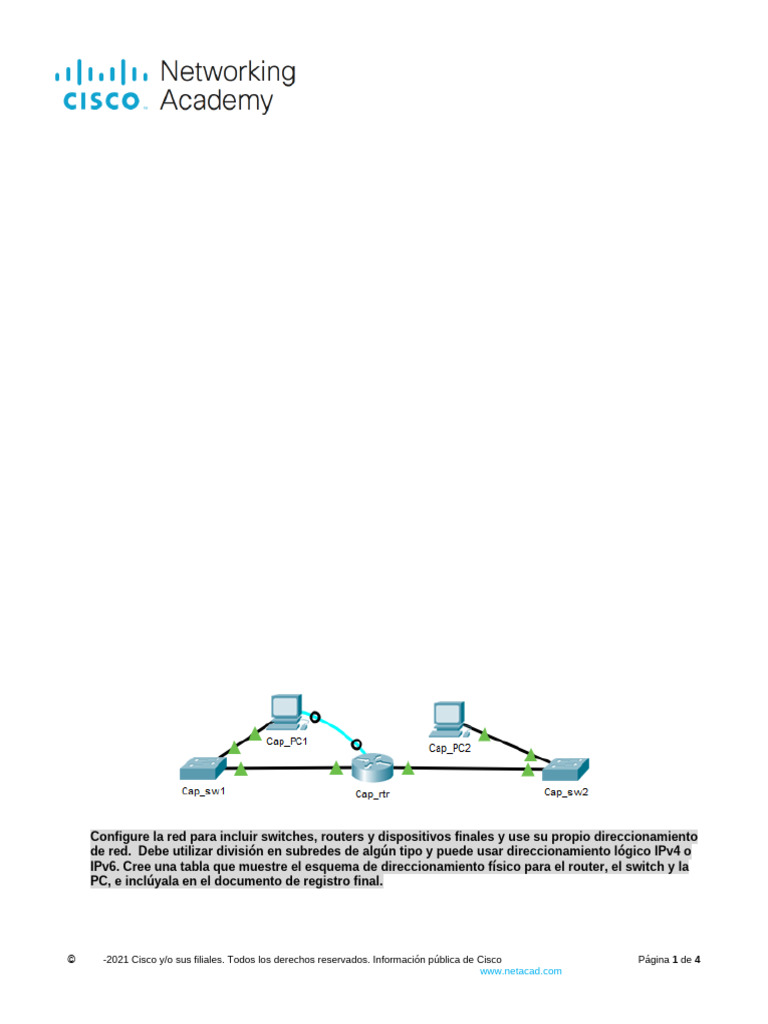 Diseño de Red Pequeña en Packet Tracer | PDF | Enrutador (Computación ...