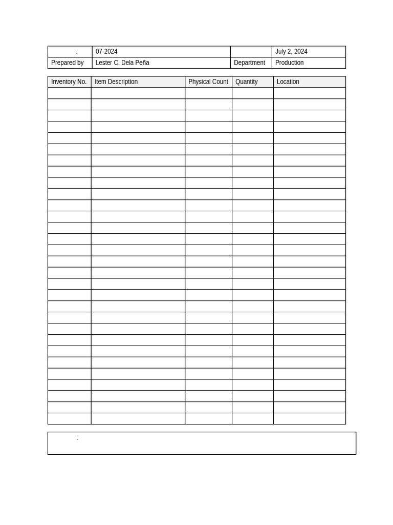 Physical Inventory Count Sheet | PDF
