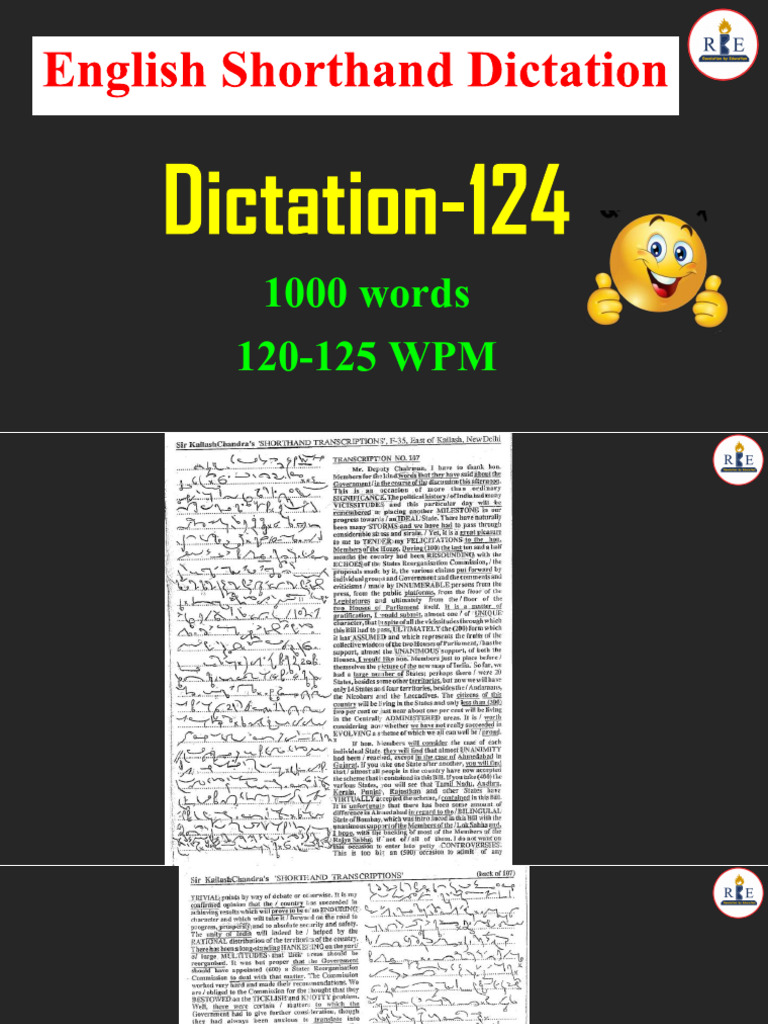 632 Shorthandआशुलिपि English Dictations Dictation 124 1000 | PDF