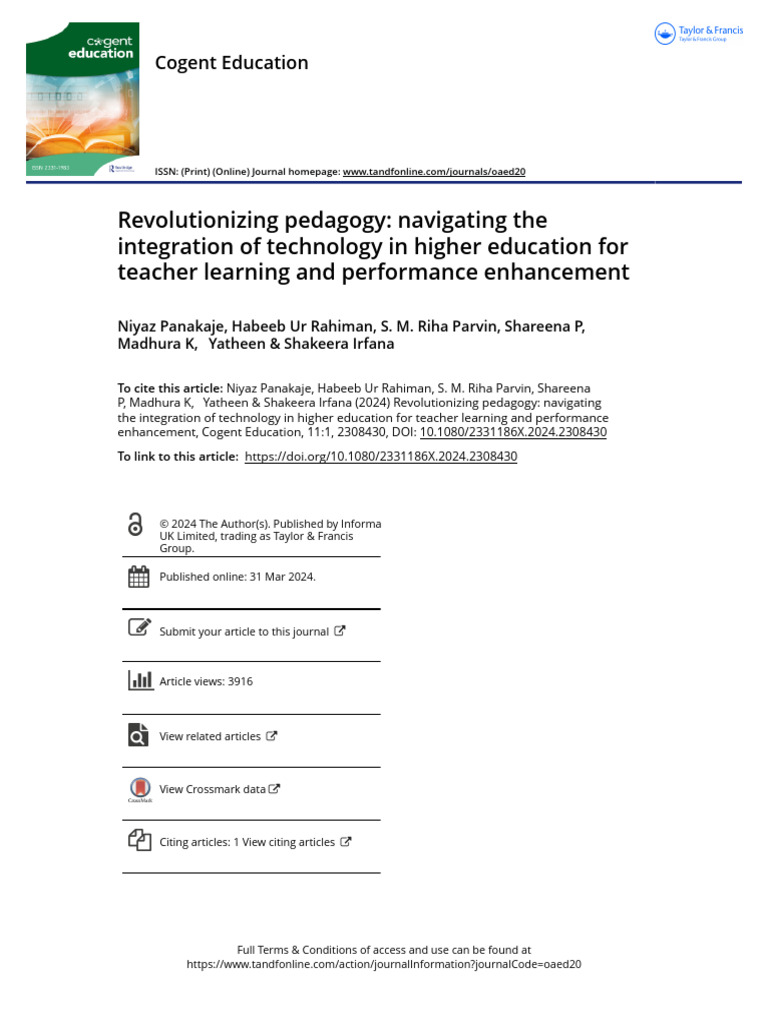 Revolutionizing pedagogy navigating the integration of technology in ...