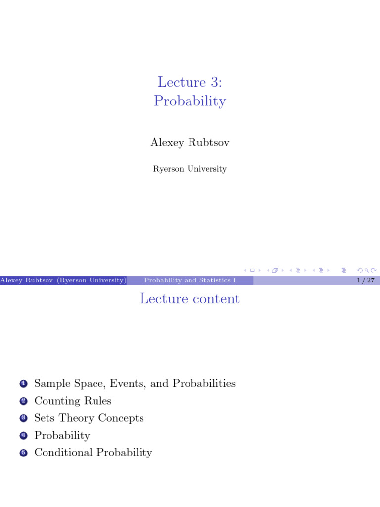 Lecture 3 | PDF | Probability | Sampling (Statistics)